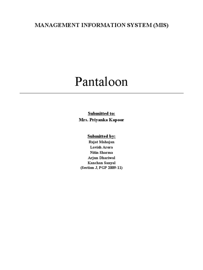Pantaloon MIS | Download Free PDF | Retail | Inventory