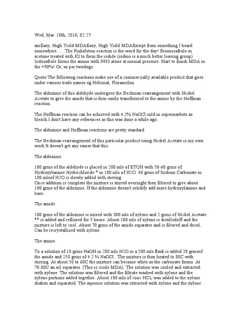 Helional To MDA | PDF | Chemistry | Chemical Compounds