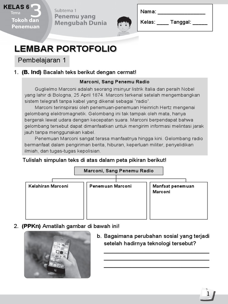 LEMBAR PORTOFOLIO BUPENA 6A Tema 3 Sub 1 | PDF