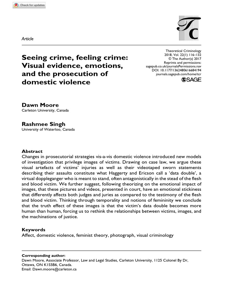 Seeing Crime, Feeling Crime: Visual Evidence, Emotions, and The ...