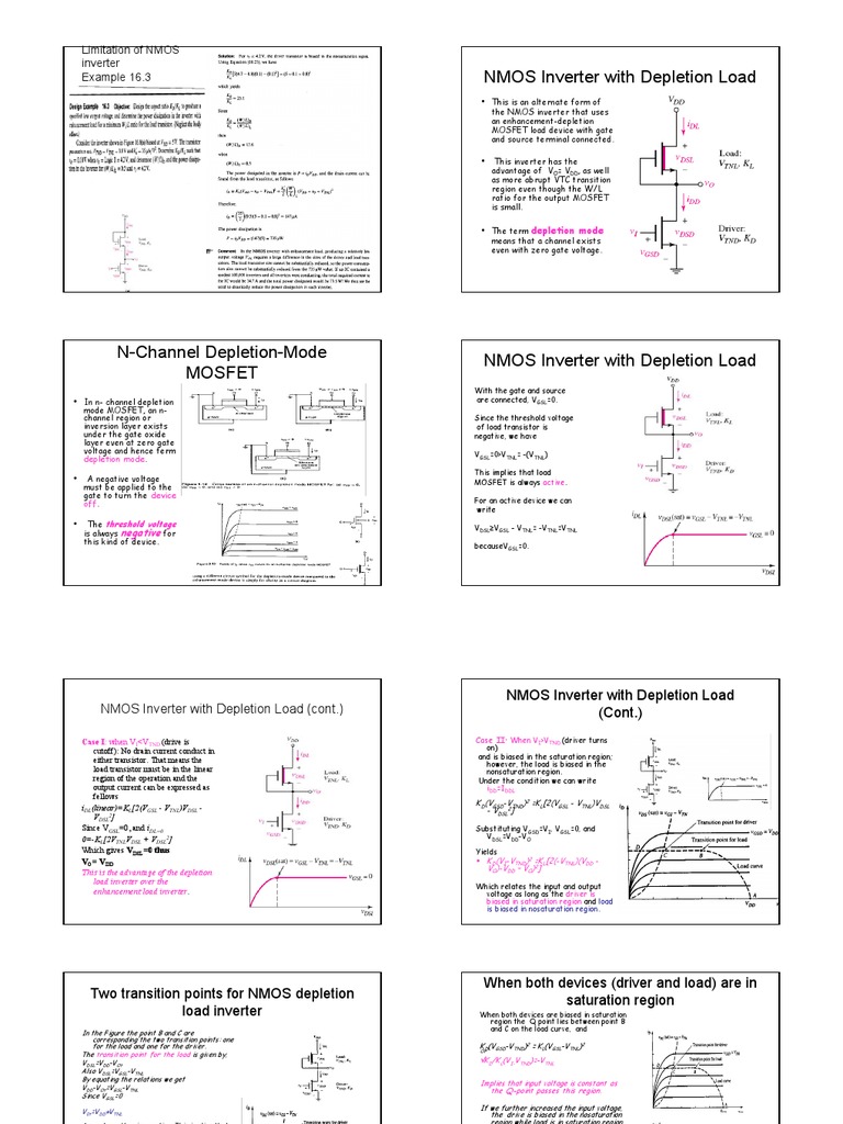 ECE 334-Lecture 30-nMOS - Inverter-Depletionload | PDF | Mosfet | Field Effect Transistor