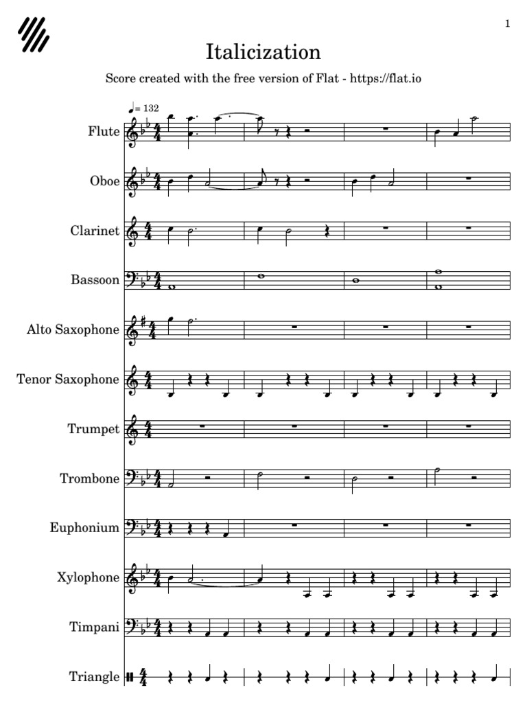 Italicization: Score Created With The Free Version of Flat - Https ...