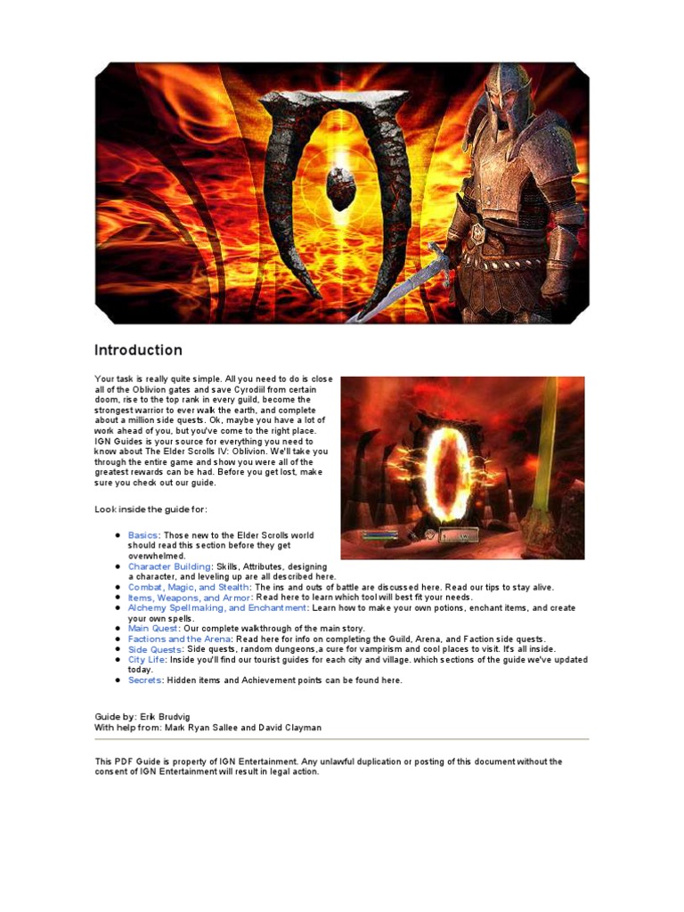 The Elder Scrolls Oblivion Guide XBOX360 IGN Insiders | PDF | Leisure ...