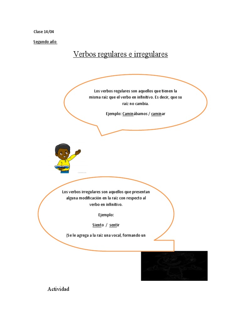 Actividad de Clase Verbos Regulares e Irregulares | PDF