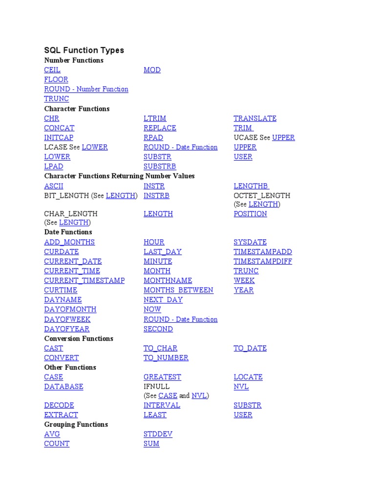 Sql Function Types Pdf Parameter Computer Programming Computing 8945