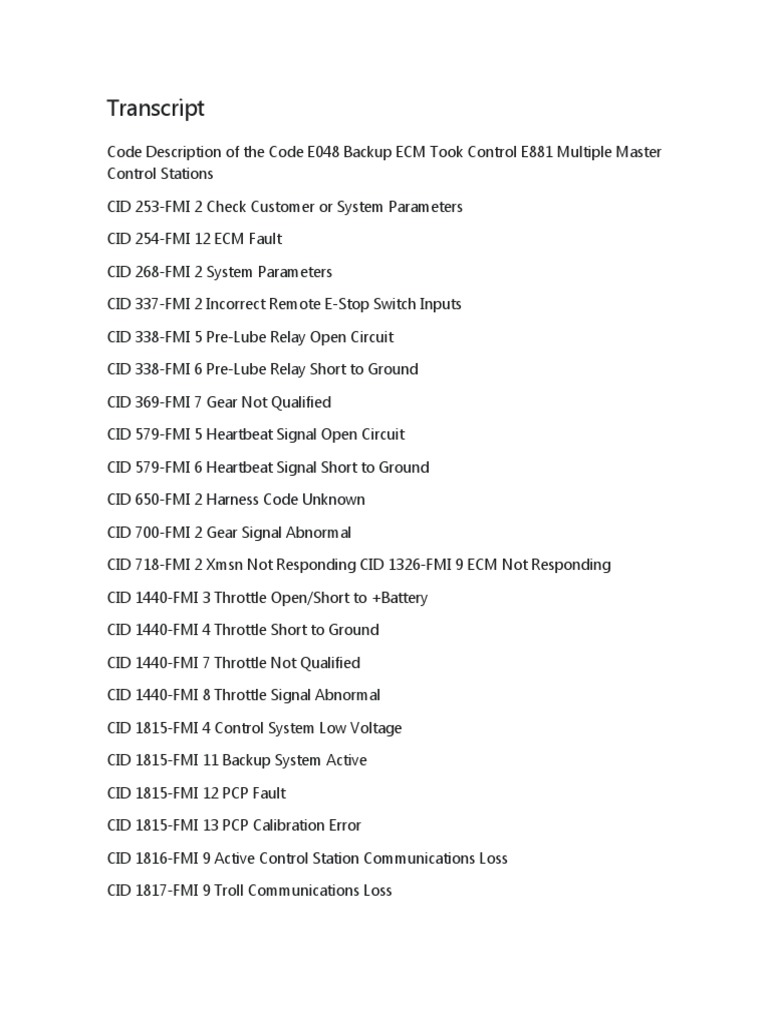 Codigos de Falla Cat | PDF | Turbocharger | Coolant