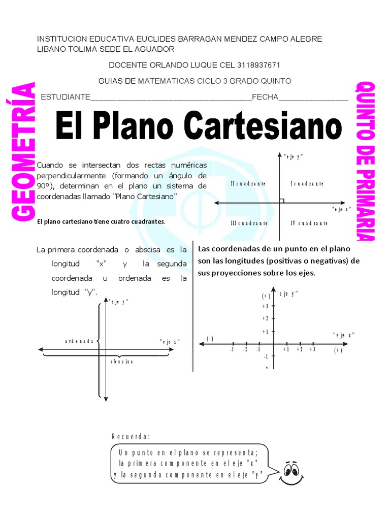 Ejercicios del Plano Cartesiano 5to Grado | PDF | Sistema de ...
