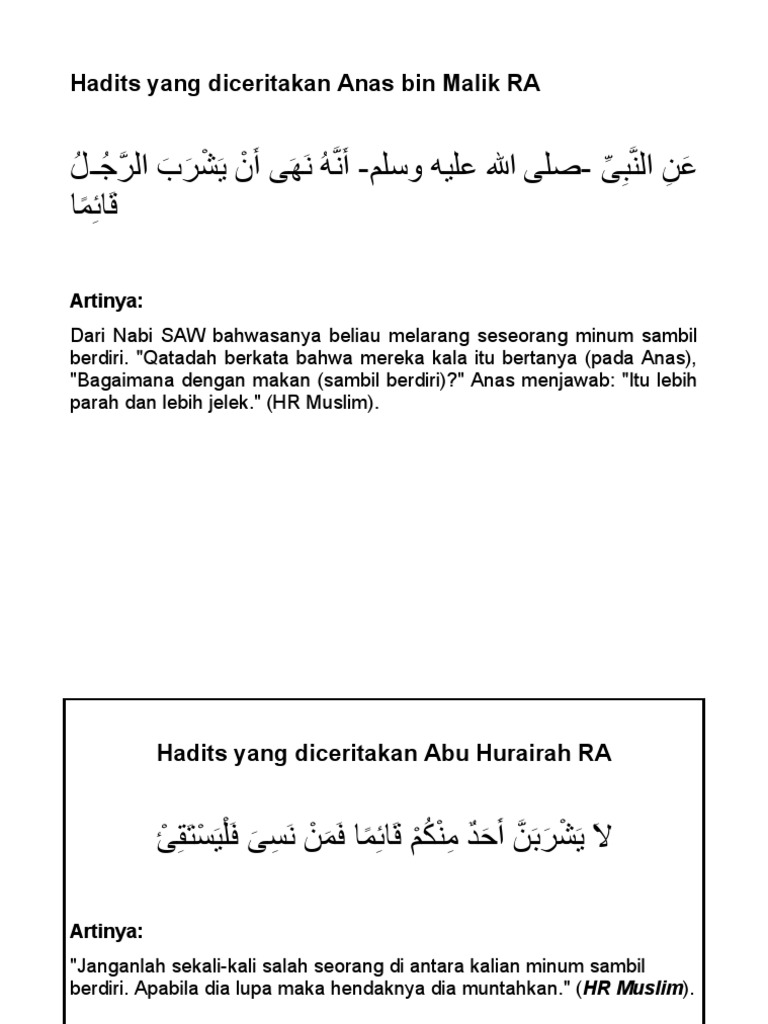 Hadits Yang Diceritakan Anas Bin Malik RA | PDF
