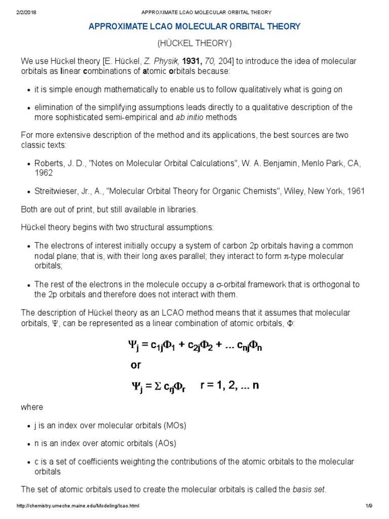 Approximate Lcao Molecular Orbital Theory Pdf Molecular Orbital
