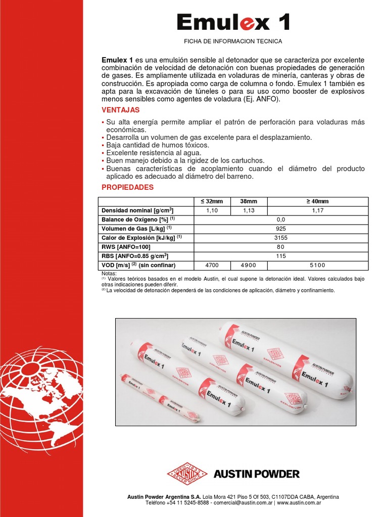 AP Emulsiones Encartuchadas EMULEX 1® PIB TDS | PDF | Química | Naturaleza