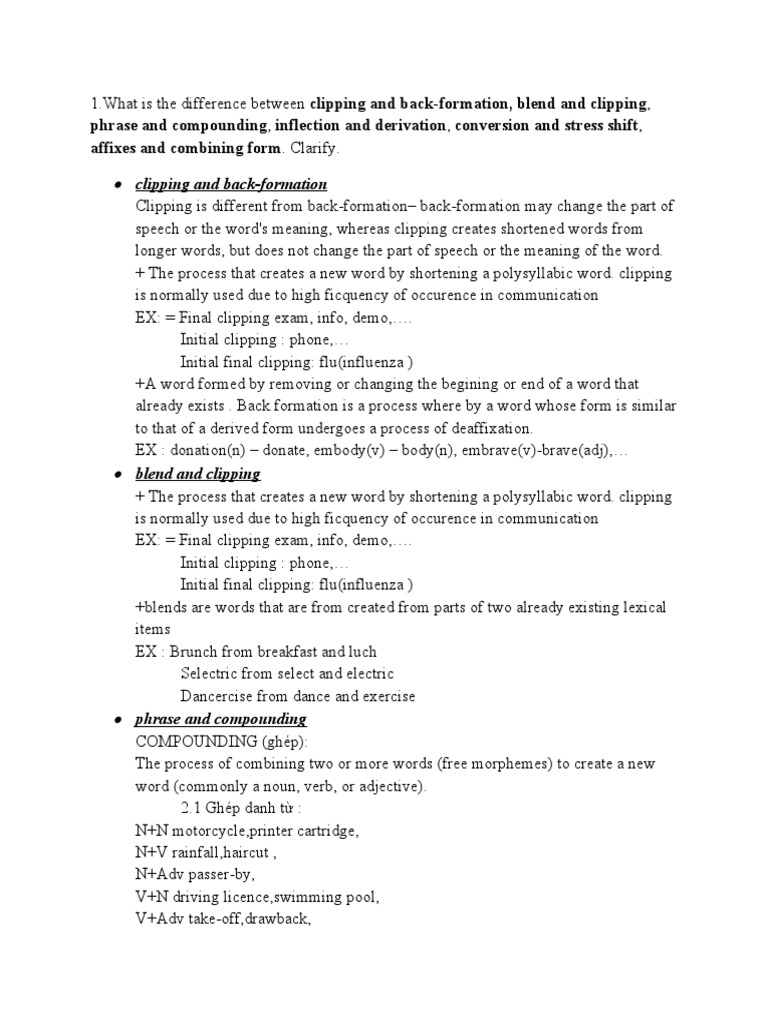 Clipping and Back-Formation | PDF | Word | Verb