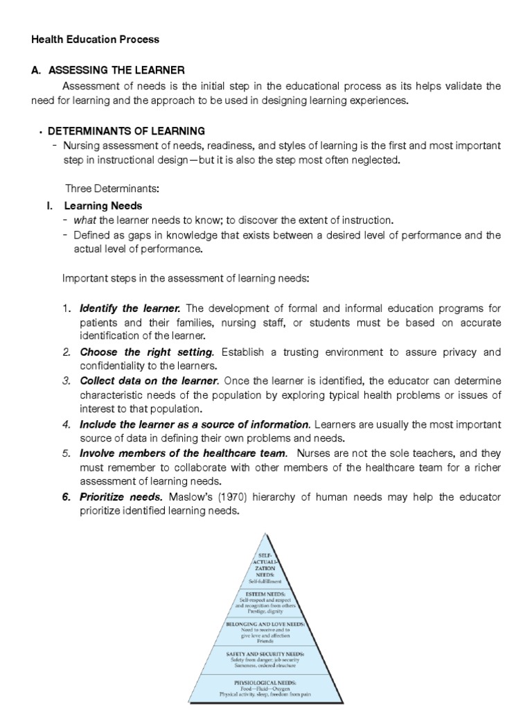 Health Education Process | PDF | Learning | Learning Styles
