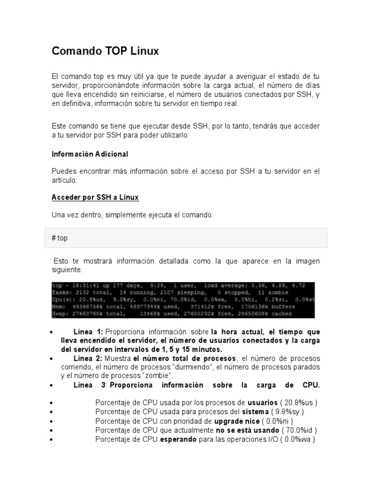 Comando TOP Linux | PDF