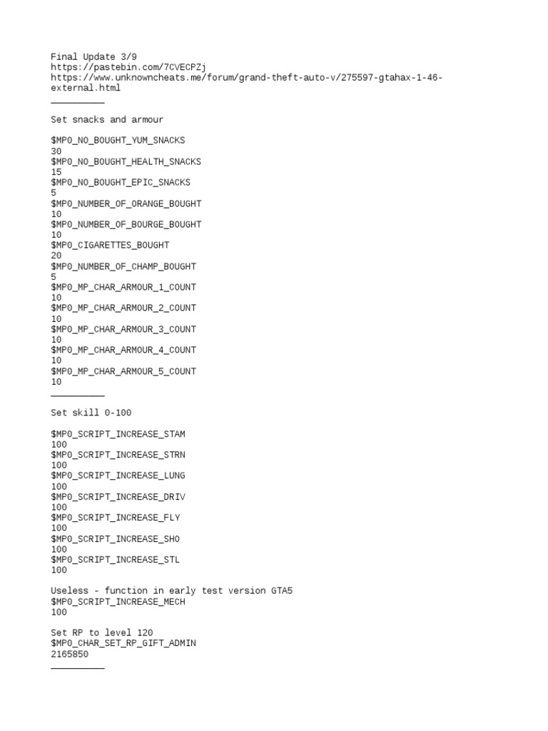 GTA 5 Online Stats and Cheats Guide | PDF