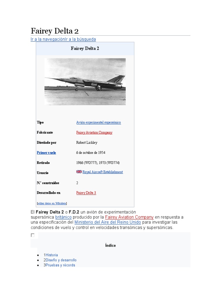Fairey Delta 2 | Descargar gratis PDF | Aeronave | Aeronáutica