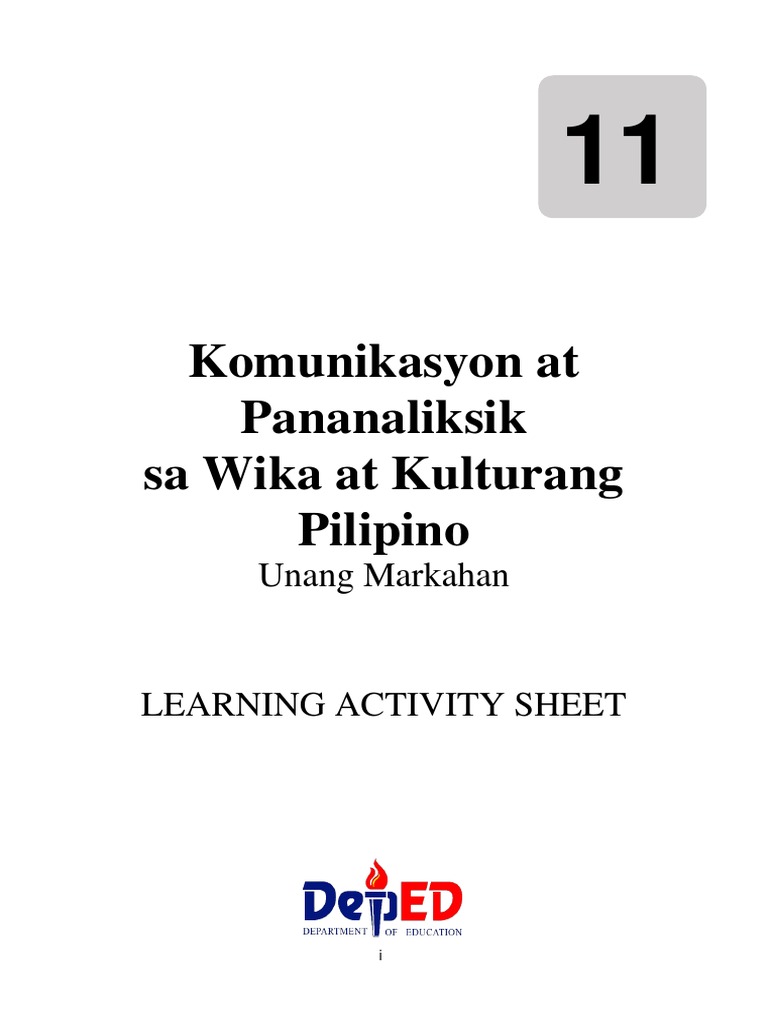 Komunikasyon at Pananaliksik Sa Wika at Kulturang Pilipino: Unang ...