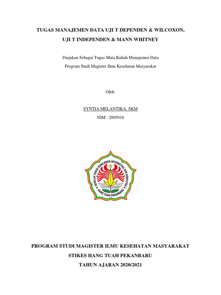 UJI T DEPENDEN DAN T INDEPENDEN - MANAJEMEN DATA - Syntia Melantika ...
