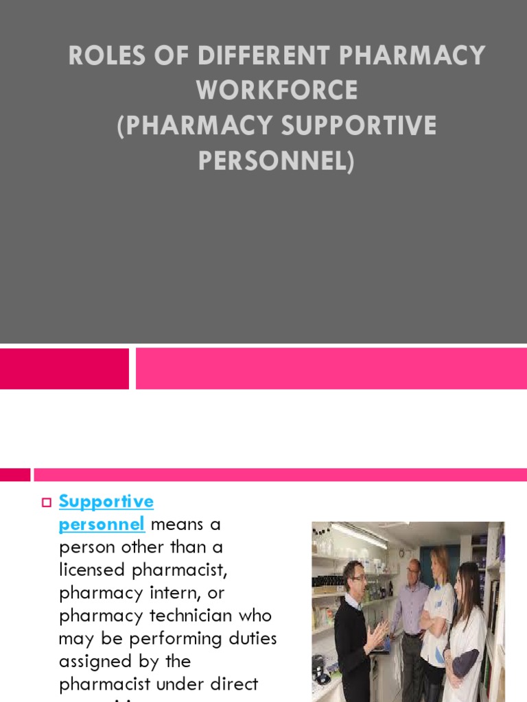 Roles of Different Pharmacy Workforce (Pharmacy Supportive Personnel ...
