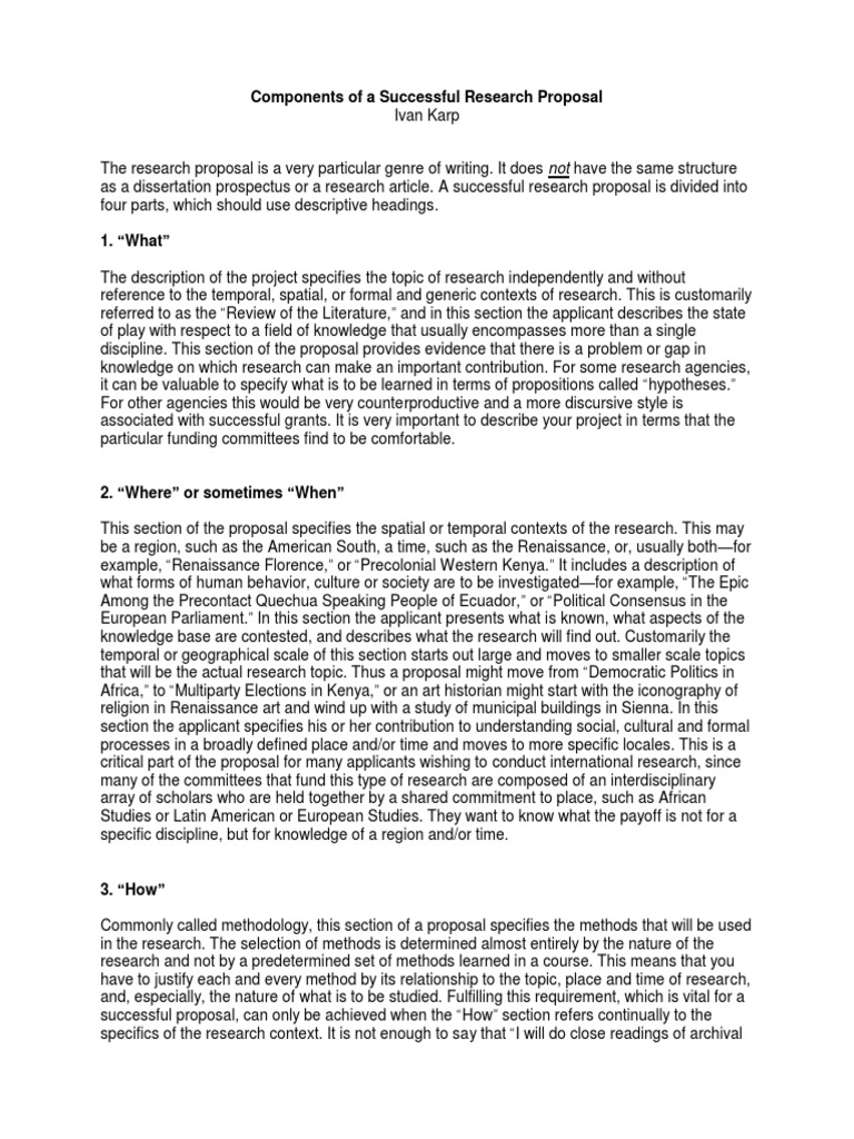 Components of A Successful Research Proposal | PDF | Knowledge | Academia