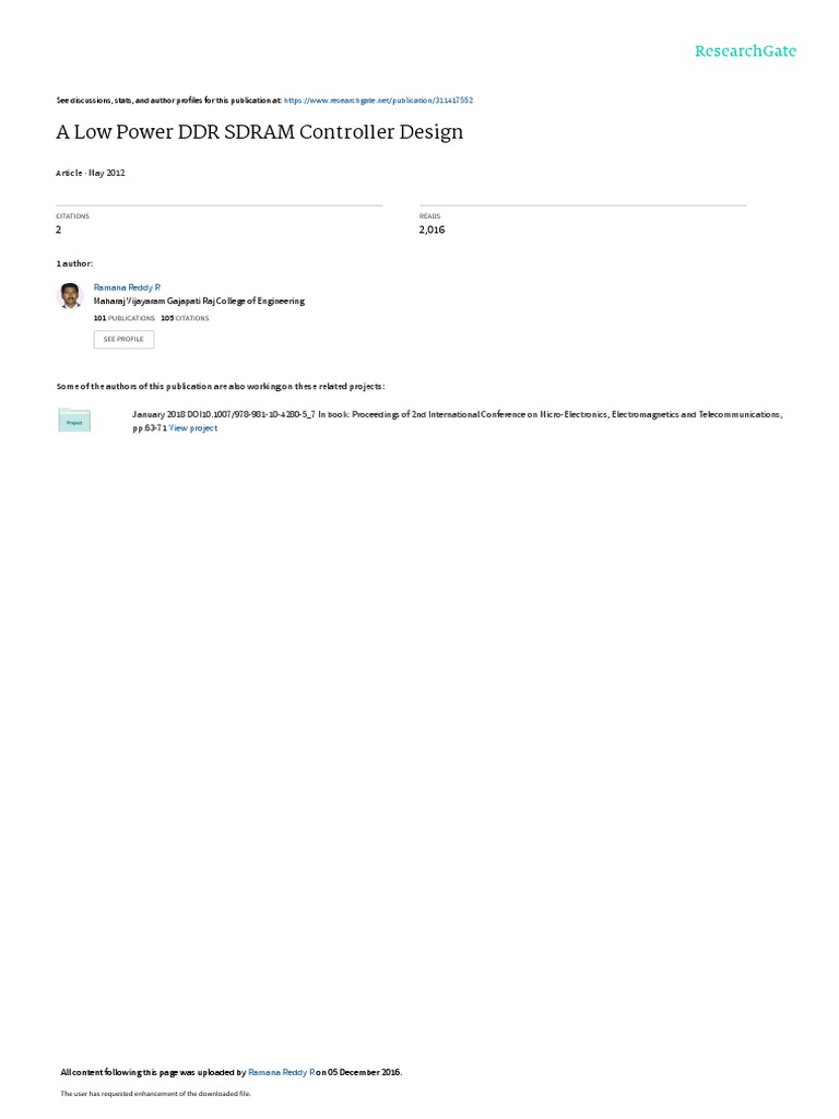 A Low Power DDR S Dram Controller Design | PDF | Dynamic Random Access ...