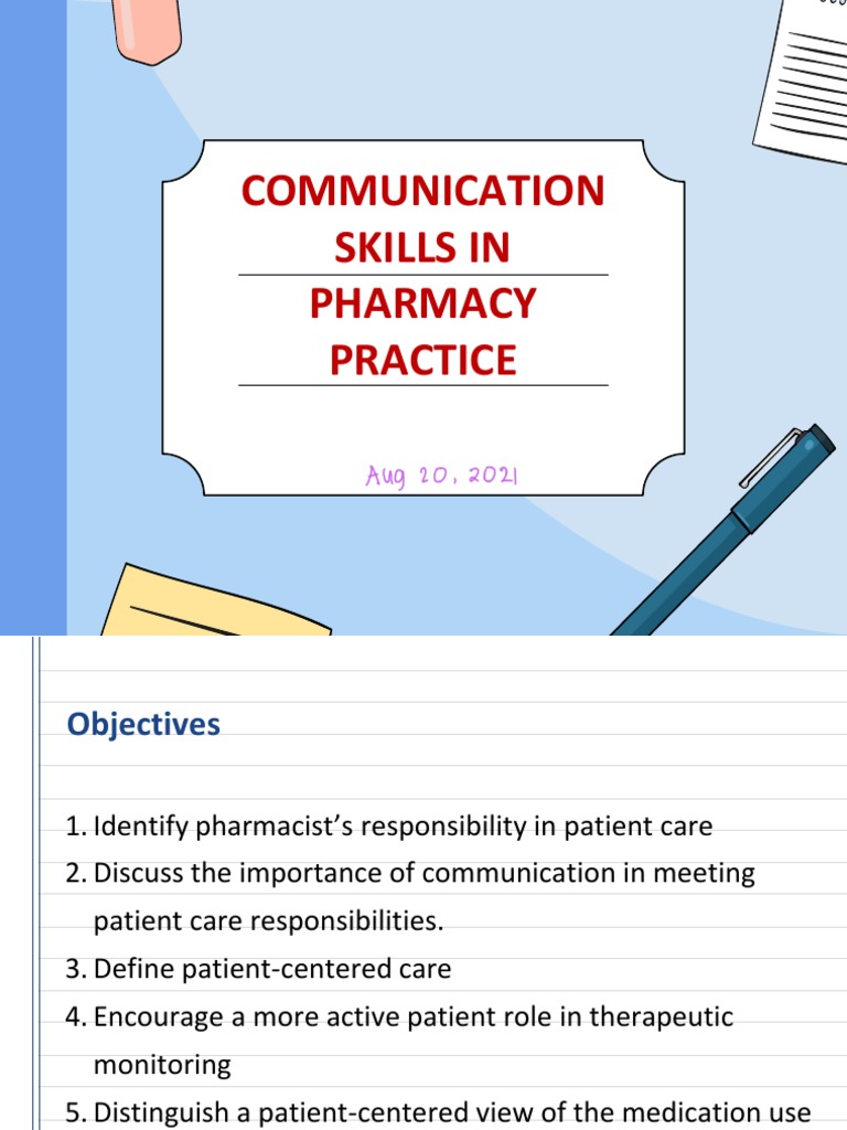 Week 1. Communication Skills | PDF | Pharmacy | Therapy