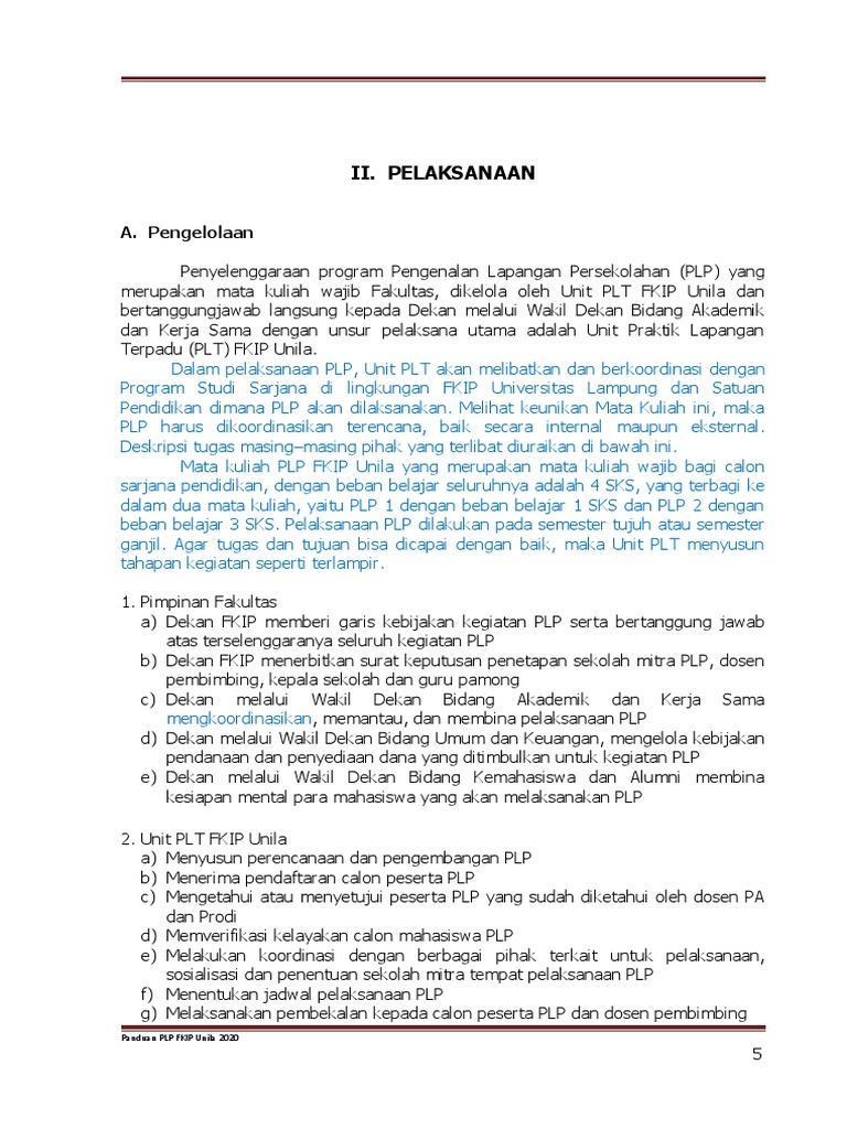 II Pelaksanaan PLP | PDF