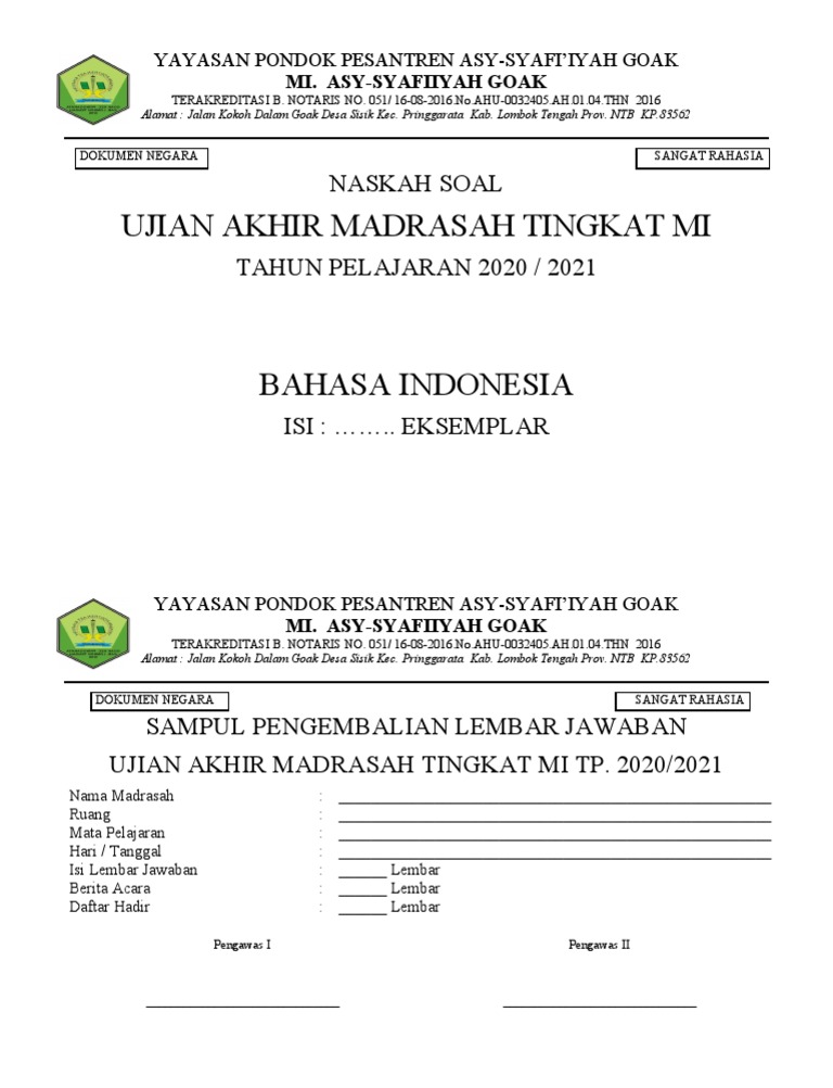 Sampul Amplop Ujian - Miasy | PDF