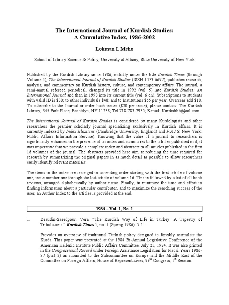 Journal | PDF | Kurds | Iraqi Kurdistan