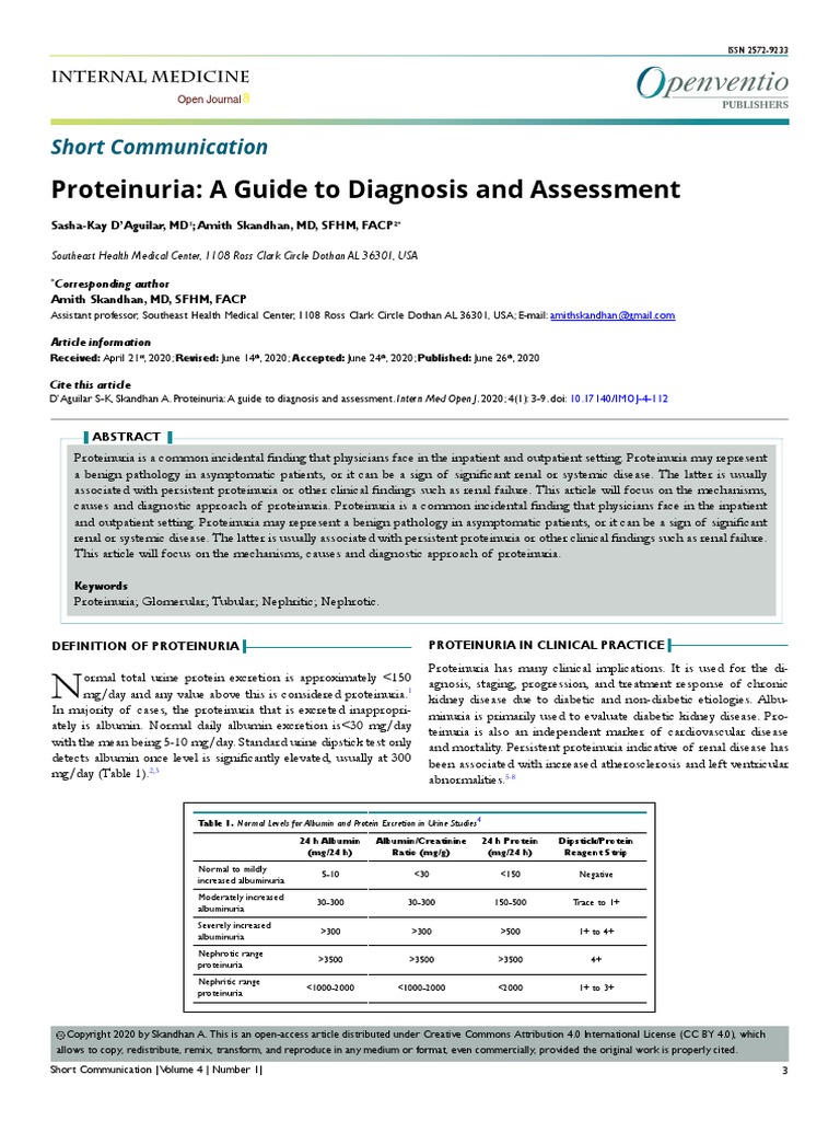 Proteinuria A Guide To Diagnosis and Ass | PDF | Chronic Kidney Disease ...