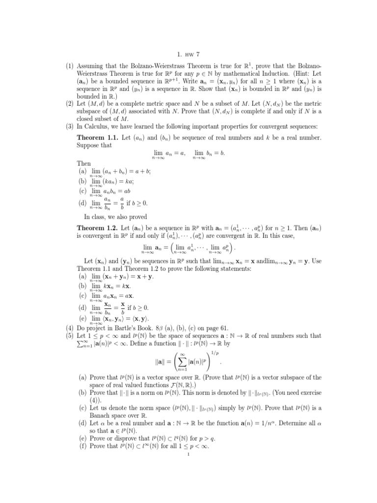 1 HW 7 | PDF | Vector Space | Mathematical Concepts