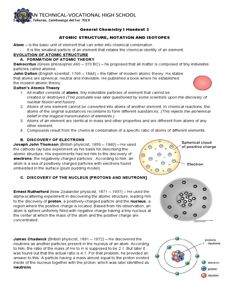 General Chemistry I Handout 2 | PDF | Atoms | Atomic Nucleus