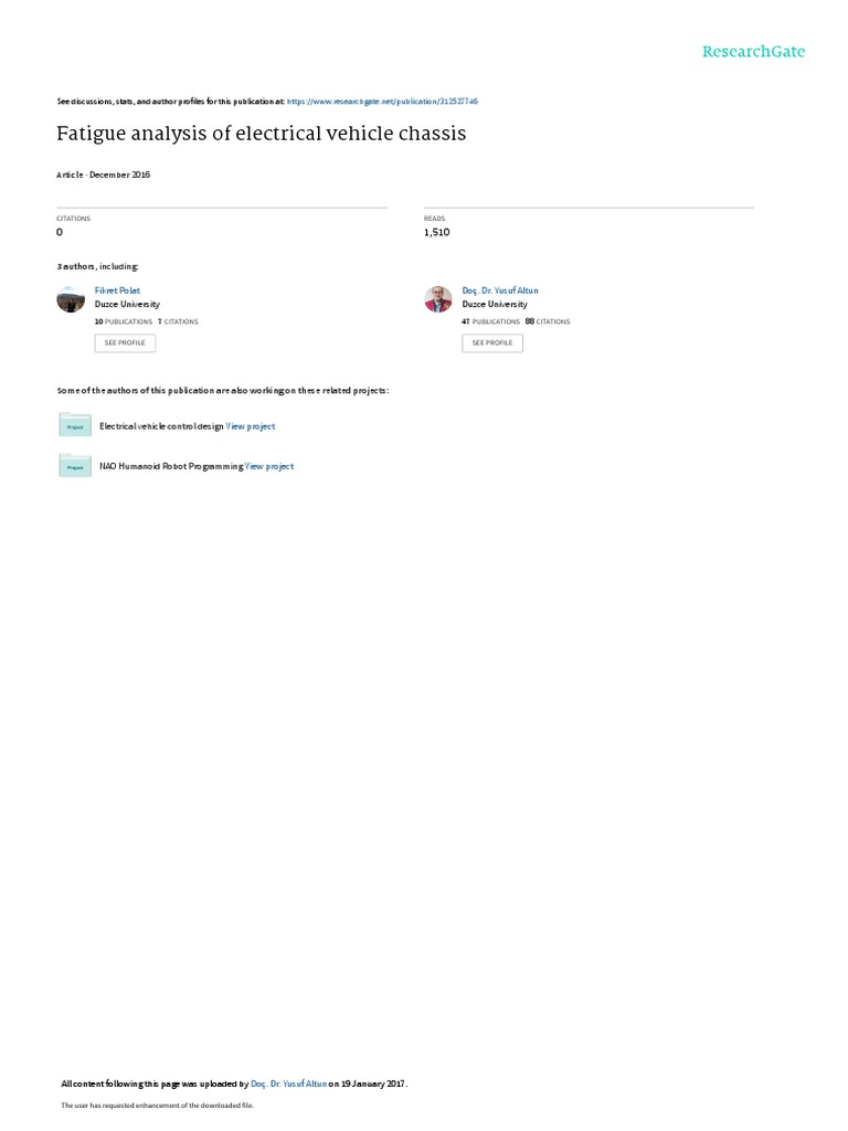 Fatigue Analysis of Electrical Vehicle Chassis | PDF | Fatigue ...