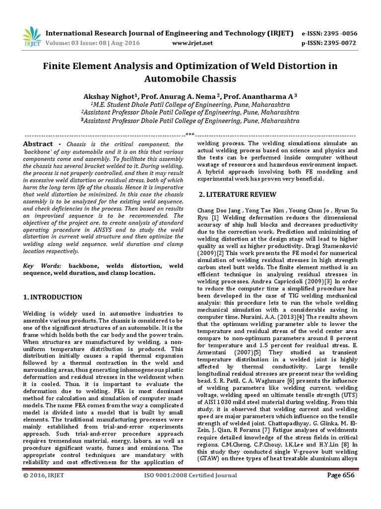 Finite Element Analysis and Opmization of Weld Distortion Chassis | PDF | Construction | Welding