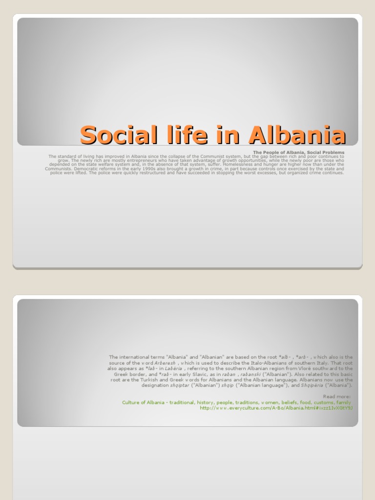 Social Life in Albania | PDF | Albania | Albanians