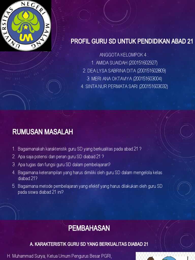 Kelompok 4 (Profil Guru SD Untuk Pendidikan Abad 21) | PDF