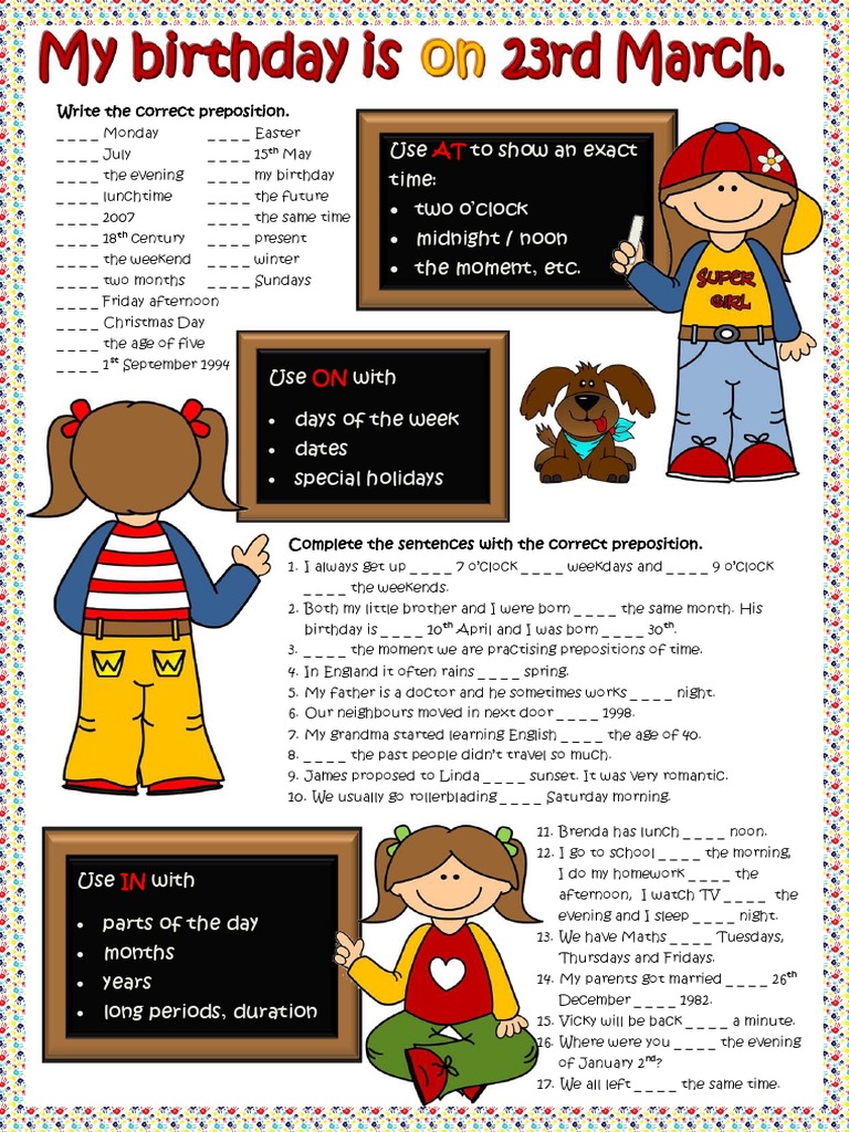 Prepositions of Time in An at Fun Activities Games - 11984 | PDF ...