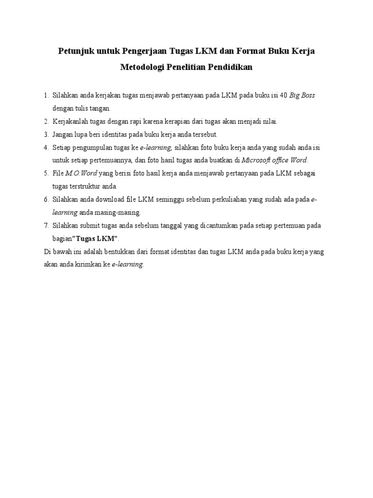 Petunjuk Pengerjaan Tugas Pada LKM | PDF