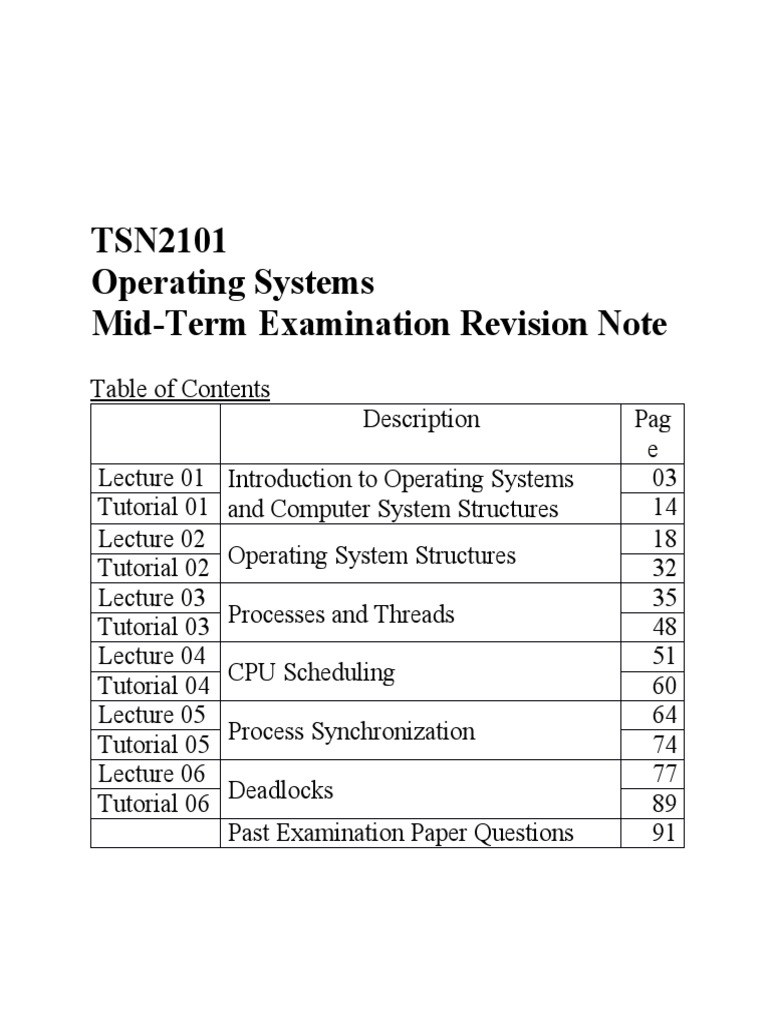 Essential OS Revision Notes | PDF | Process (Computing) | Operating System