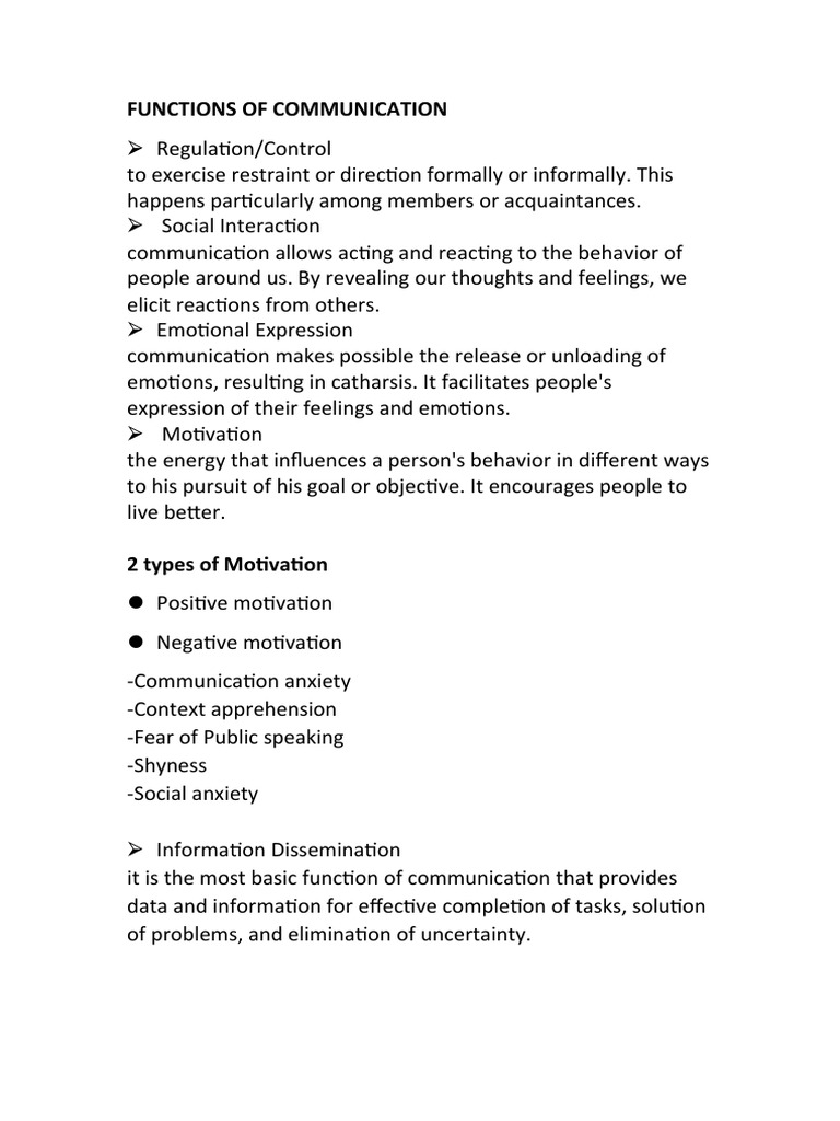Functions of Communication | PDF