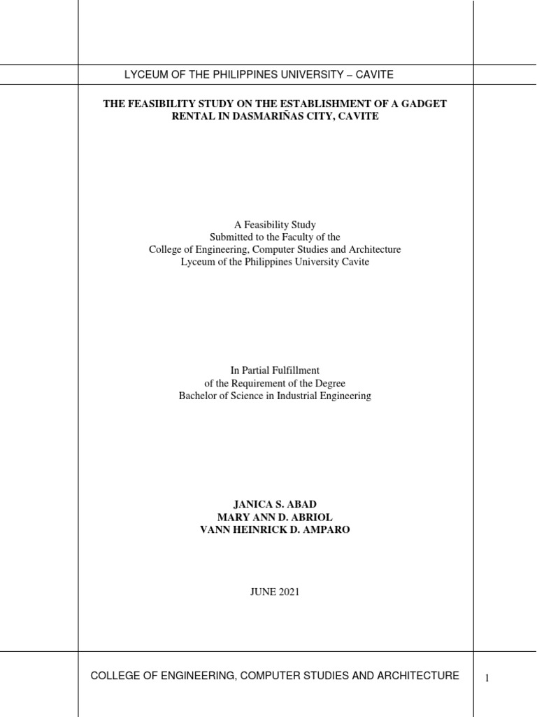 Gadget Rental Feasibility Paper | PDF | Survey Methodology | Marketing