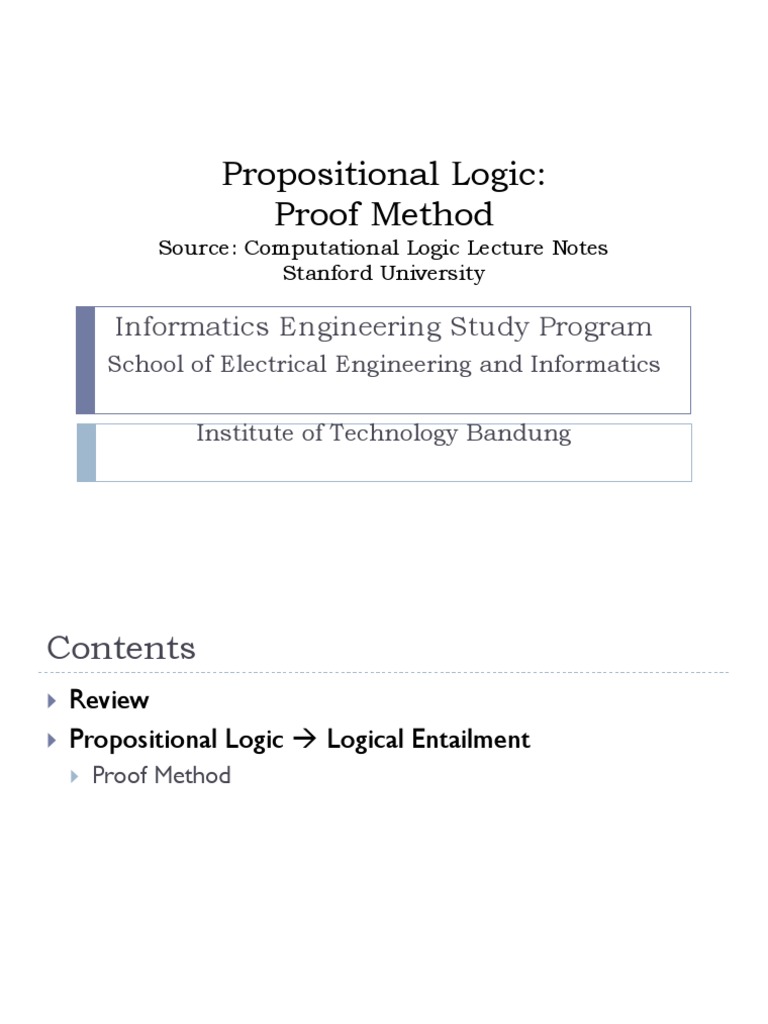 Propositional Logic Proof Methods Guide | PDF | Logic | Inference