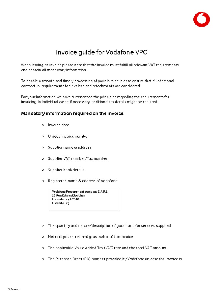 Vodafone Invoice Guide - VPC | PDF | Invoice | Value Added Tax