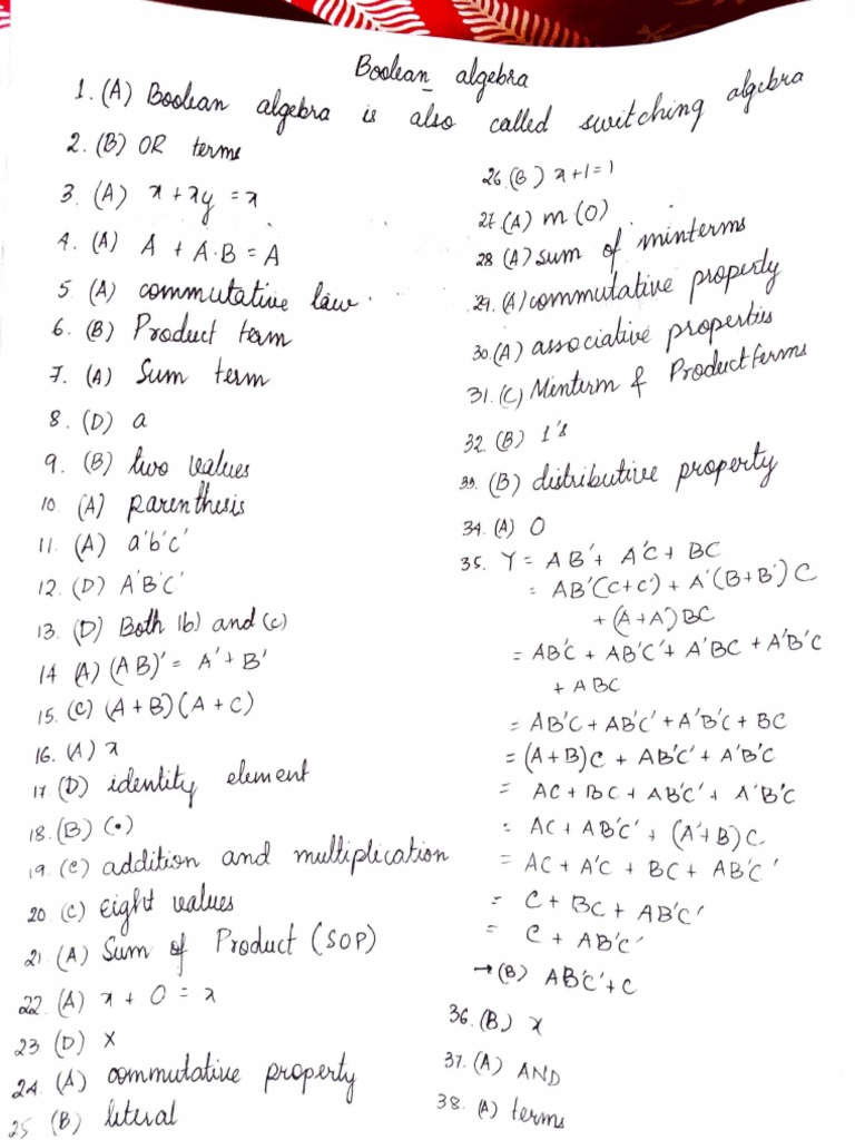 Boolean Algebra Mcqs | PDF | Algebra | Mathematics