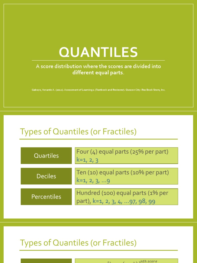 Quantiles: A Score Distribution Where The Scores Are Divided Into | PDF | Quantile | Sampling ...