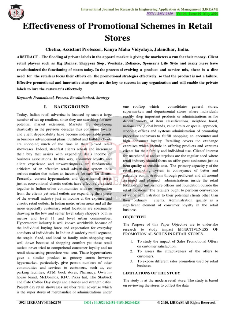 Effectiveness of Promotional Schemes in Retail Stores | PDF | Retail ...