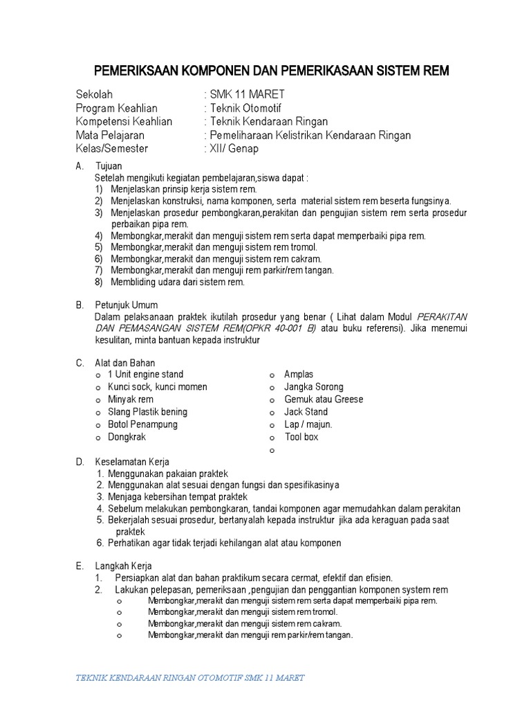 Modul Sistem Rem | PDF