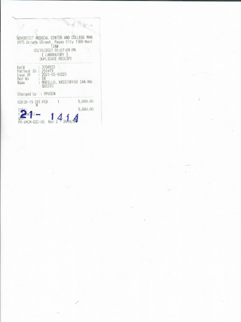 Laboratory Receipt | PDF