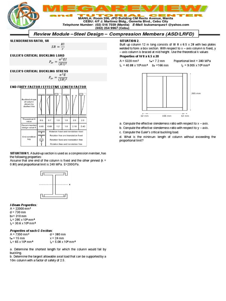 Review Module - Steel Design - Compression Members (ASD/LRFD) | PDF ...