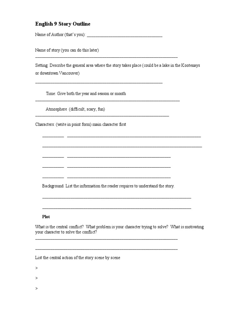 English 9 Story Outline Template | PDF