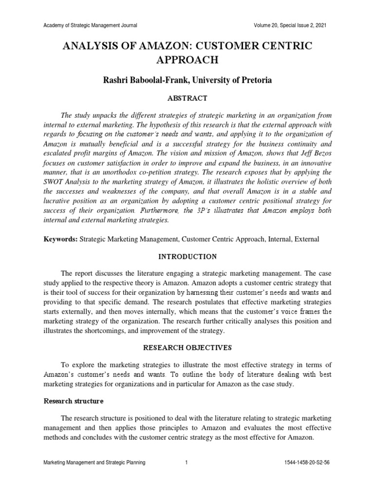 Analysis of Amazon Customer Centric Approach | PDF | Marketing ...